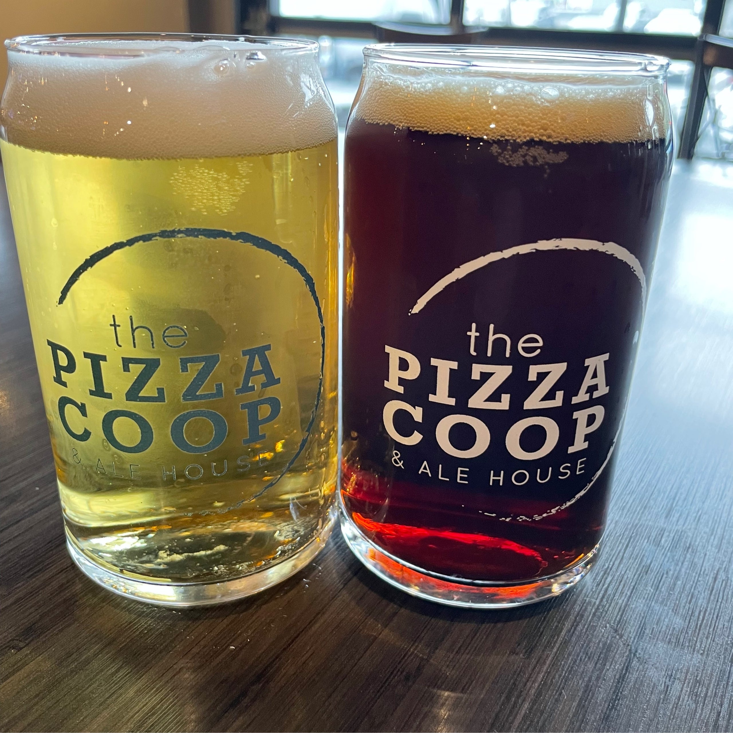 Beer Can Glasses | The Pizza Coop & Ale House / Detroit Style Pizzas